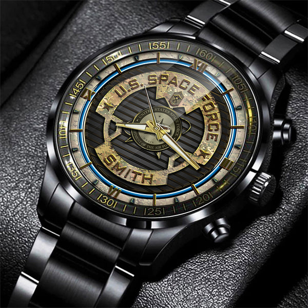 US Space Force Watch Proud Space Force Black Fashion Watch Personalize ...