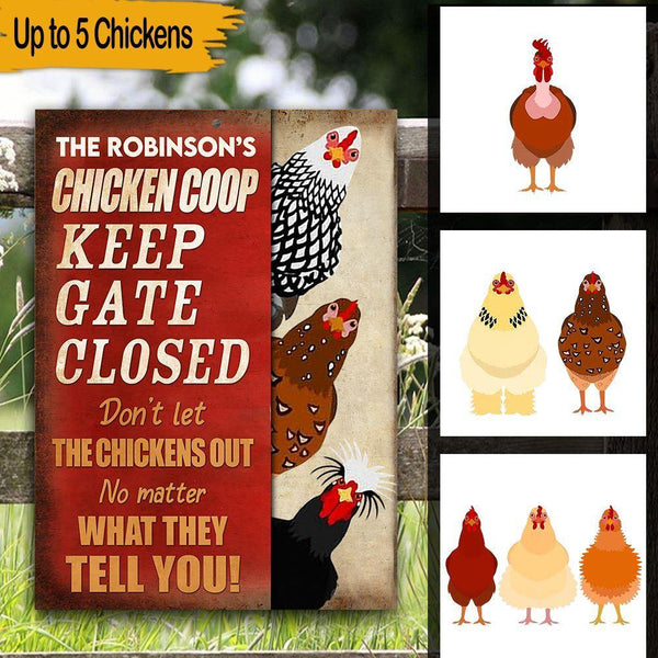 Chicken Custom Metal Sign Don't Let The Chickens Out Personalized Gift ...