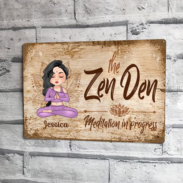 Yoga Room Custom Metal Sign The Zen Den Meditation In Progress Persona ...